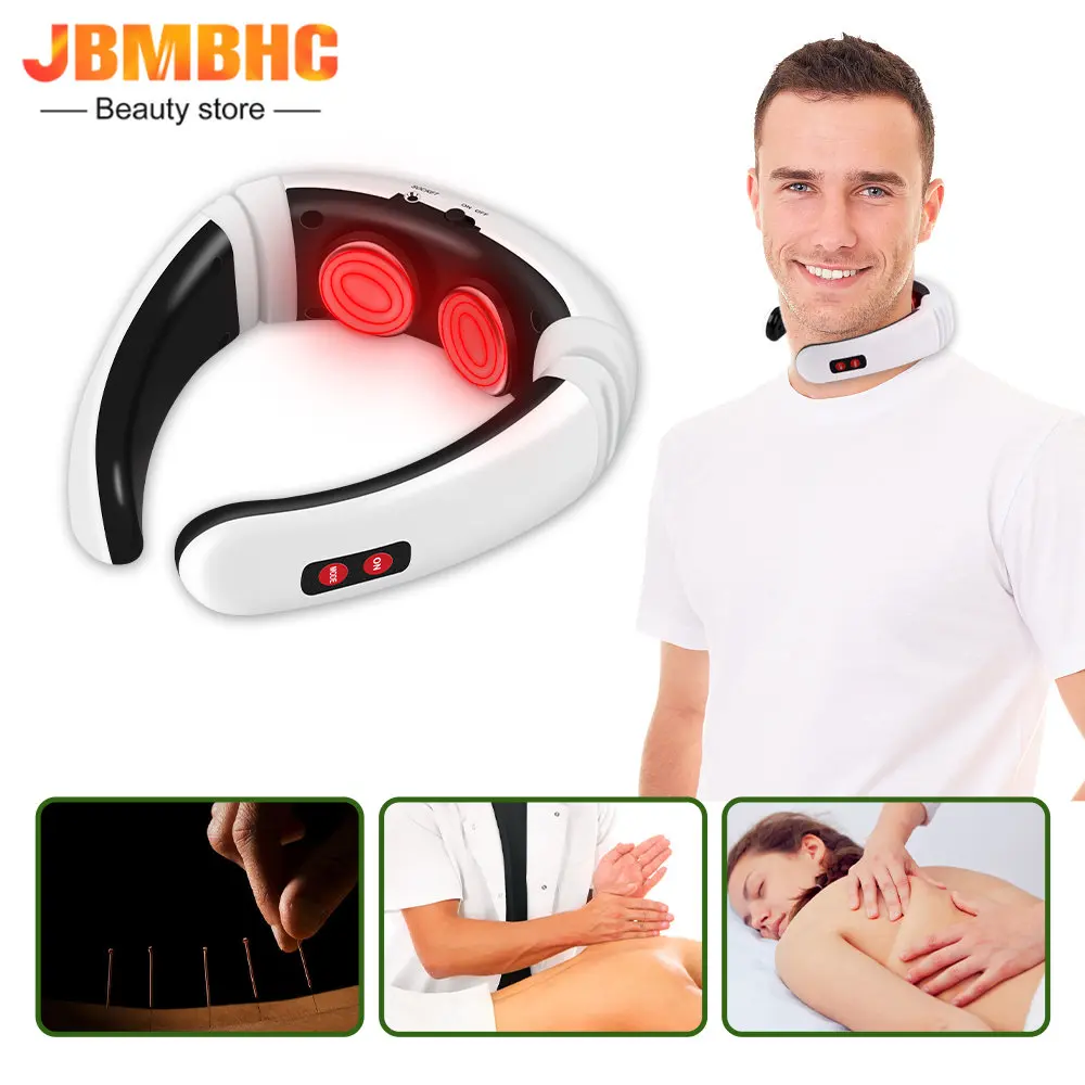 Electric Neck Massager & Pulse Back 6 Modes Power Control TENS Heating ...