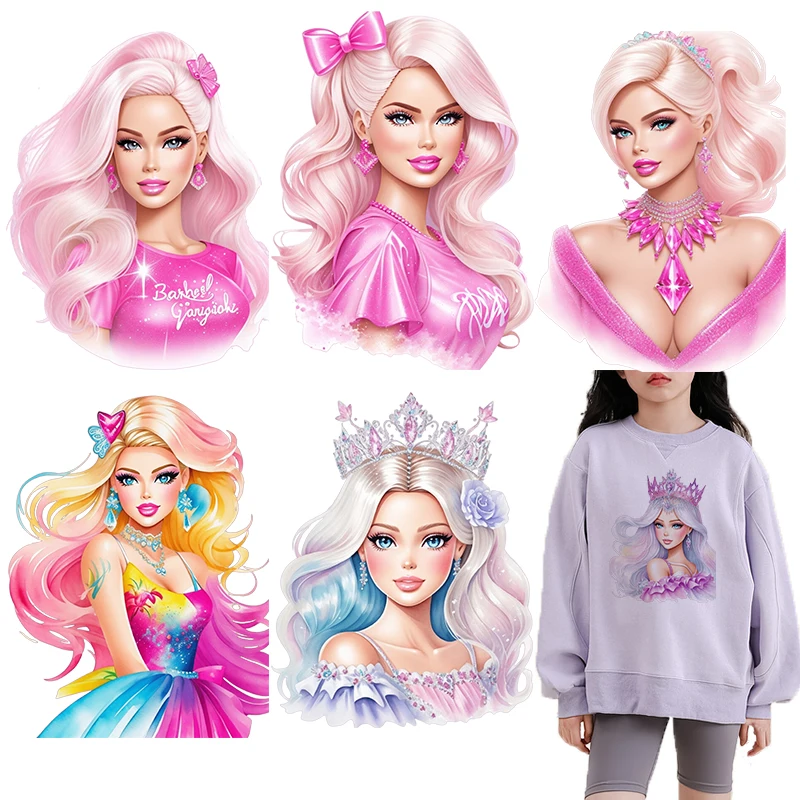 Barbie-doll-watercolor-pattern-Iron-on-transfer-for-Children-clothing ...