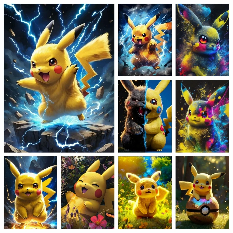 Cute Pokemon Pikachu Game Diamond Art Painting Cute Rat Pet Animal Full ...
