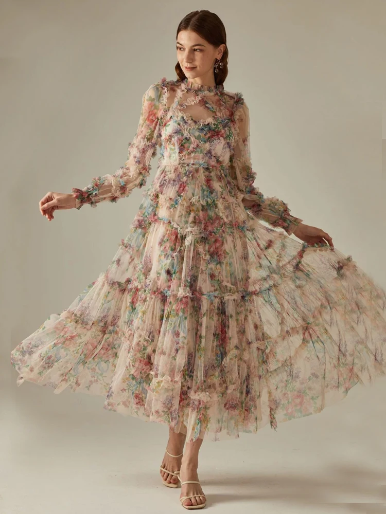 Runway Fashion New Designer Spring Autumn Women's Vintage Elegant Print ...