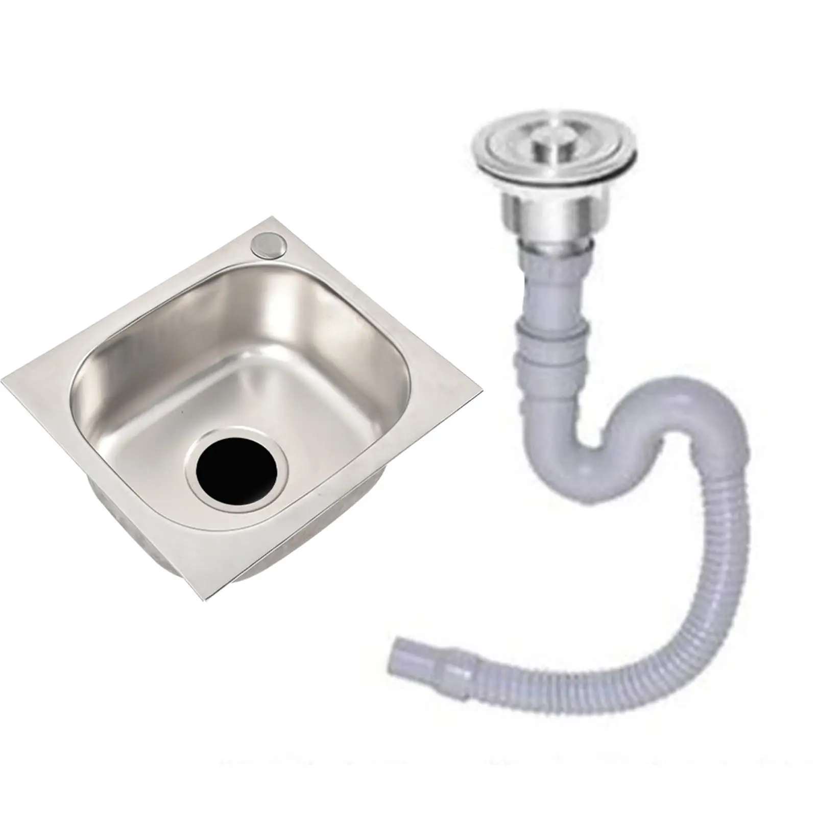 Stainless-Steel-Kitchen-Sink-Heavy-Duty-with-Water-Pipe-37cmx32cmx14cm ...