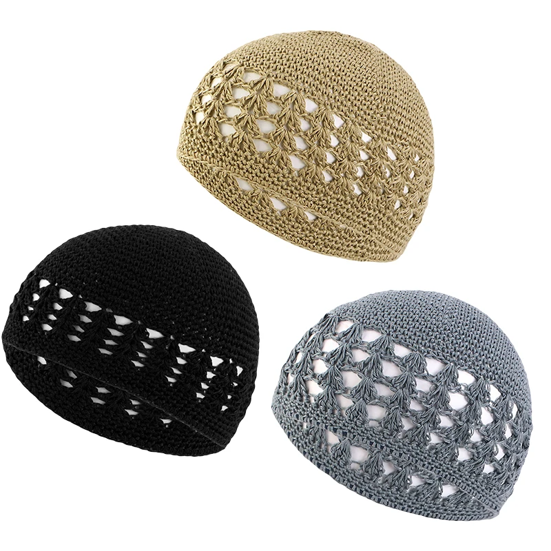 3PCS-LOT-Muslim-Breathable-Cotton-Crochet-Beanie-Kufi-Caps-Comfortable ...