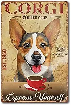 Gift-for-Corgi-Lovers-Dog-Corgi-Coffee-Club-Poster-Wall-Art-Coffee-Shop ...