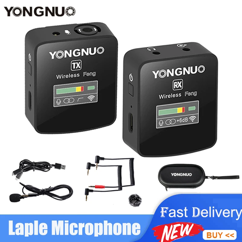 YONGNUO-FENG-Microphone-2-4GHz-Wireless-Lavalier-smart-Phone-PC-Camera ...