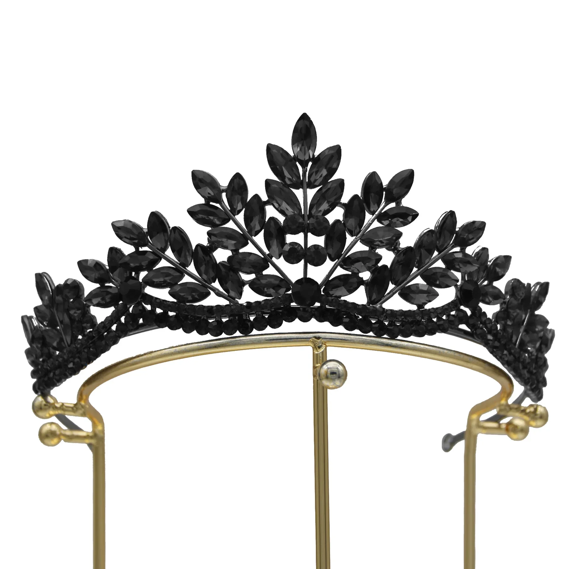 Multi-Color-Alloy-Crystal-Bridal-Tiara-Black-Crown-Handmade-Bridal ...