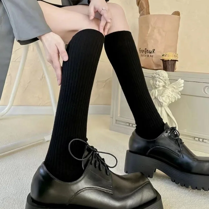 New-Solid-Color-Wool-Knit-Stockings-For-Women-Girl-Autumn-Spring ...