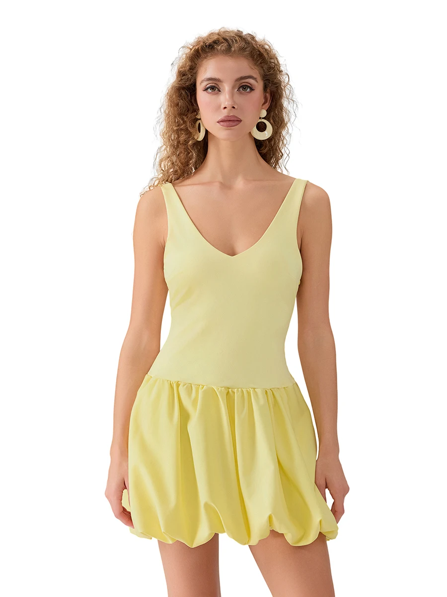 Women-Summer-Mini-Tank-Dress-Sleeveless-Open-Back-Solid-Color-V-Neck ...