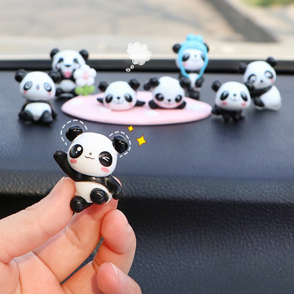 8pcs/set Cute Panda Car Decoration Dashboard Toy Auto Car Diy Cartoon ...