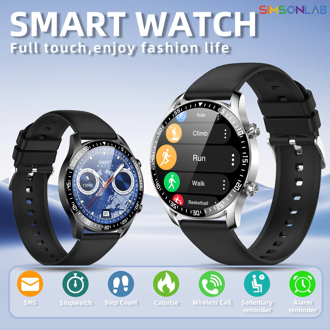 SIMSONLAB Marke Smartwatch 1,5 HD Bildschirm Drahtlose Anruf AI ...