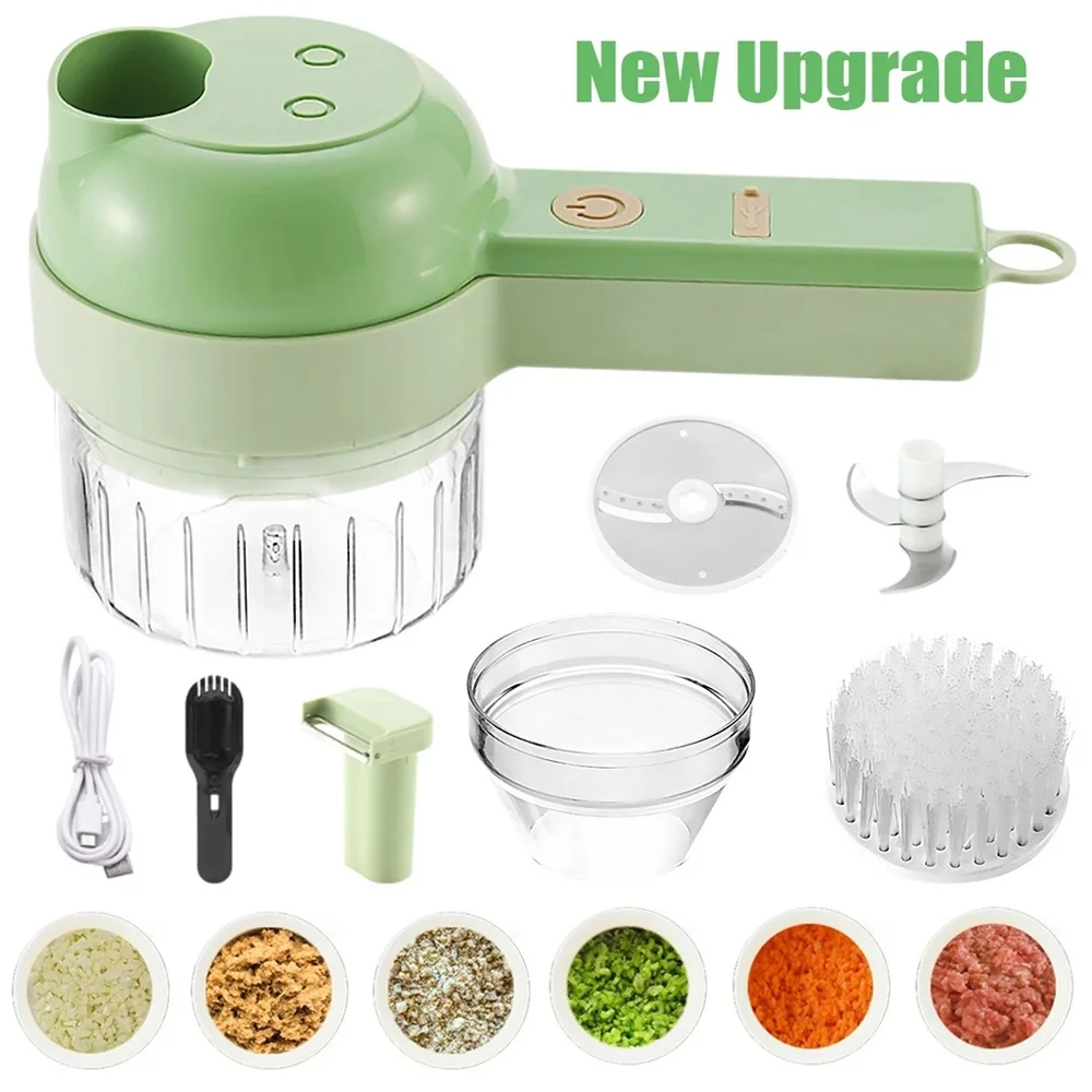 USB-Wireless-Vegetable-Slicer-Cutter-4-In-1-Electric-Garlic-Masher-Food ...