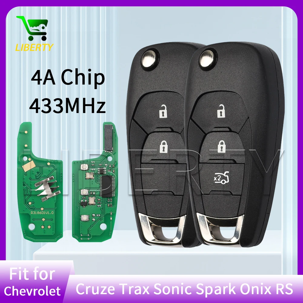 Liberty 4A Chip 433MHz Flip Folding Remote Car Key Fob for Chevrolet ...