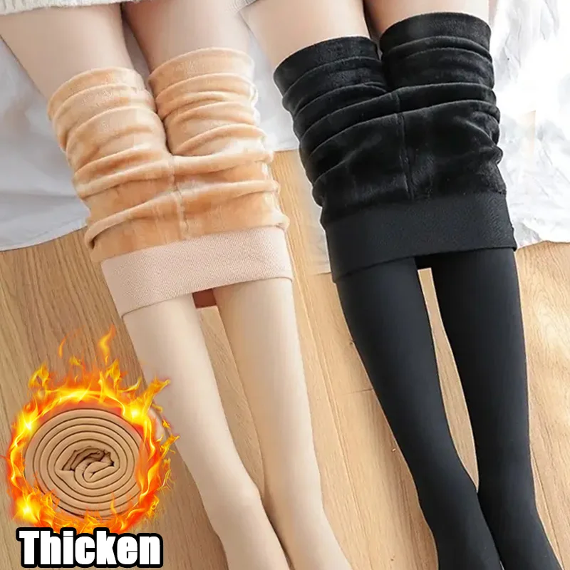 Solid Winter Pantyhose Woman Fleece Warm Thicken Thermal Tights Sexy Stockings Slim Elastic ...