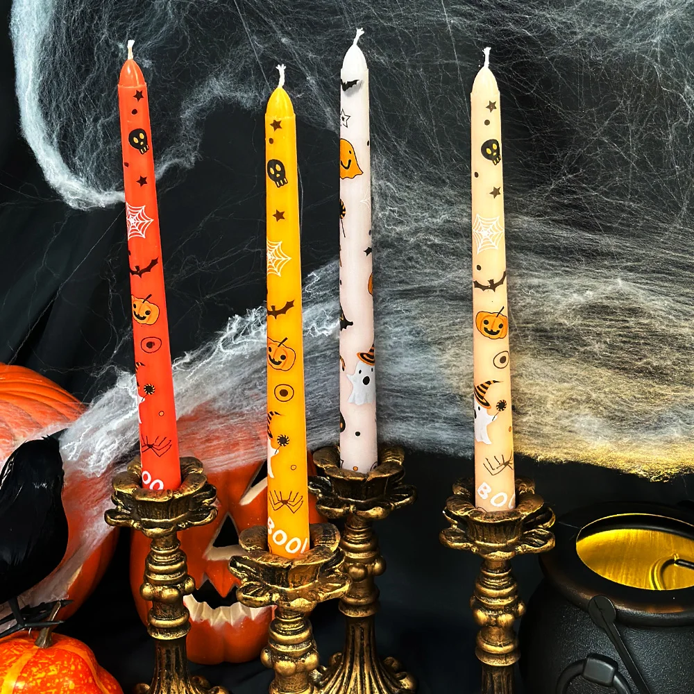 4pcs-Halloween-Taper-Candles-10inch-Candles-Unscented-Ghost-Pumpkin ...