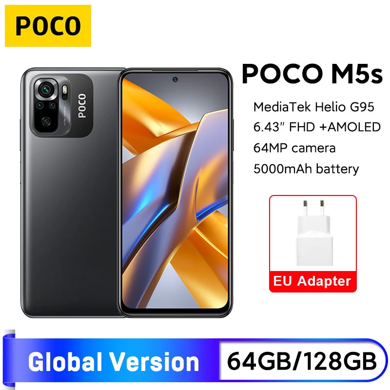Novo POCO M5s Versão Global Smartphone 64GB / 128GB NFC MTK G95 Octa ...