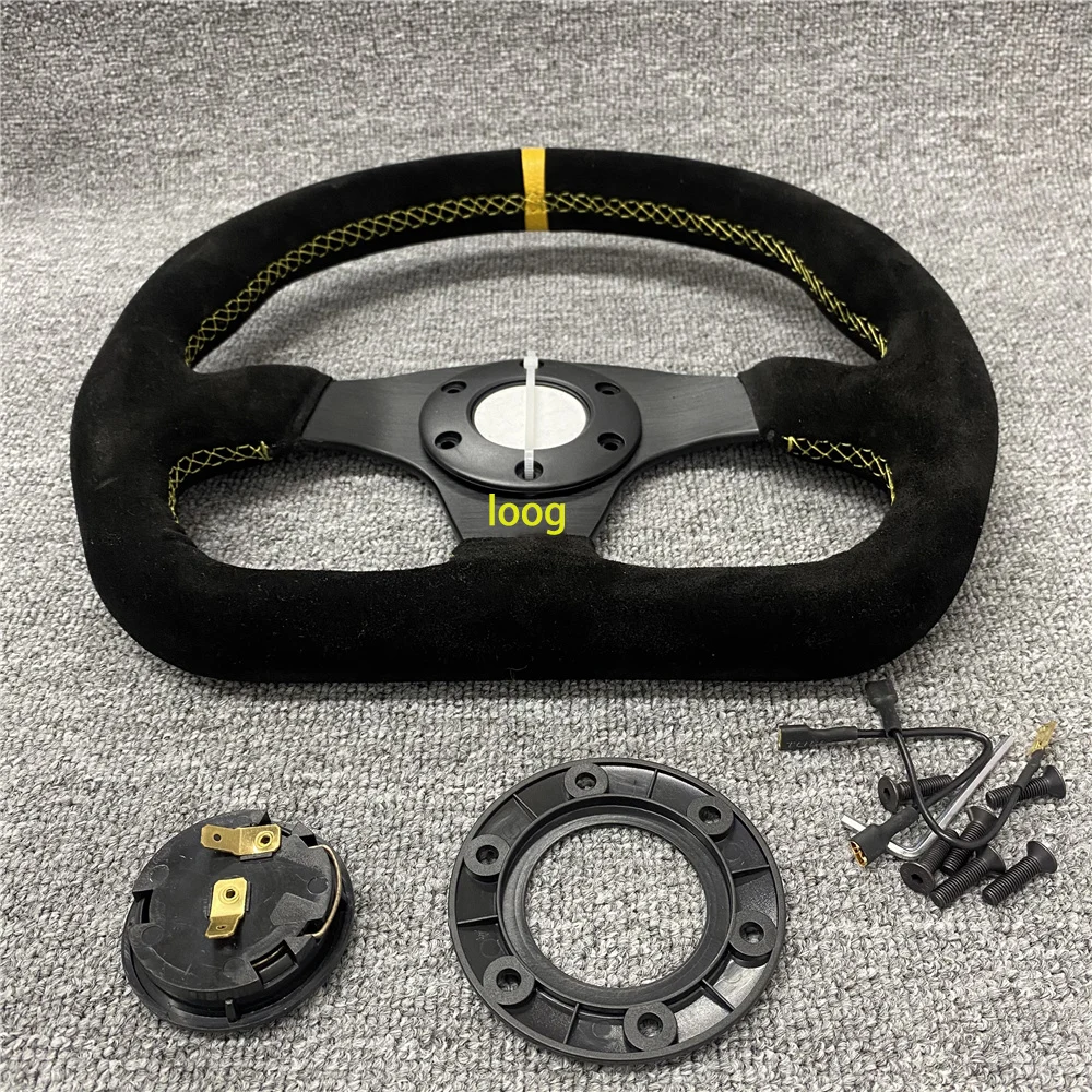 For-OMP-Universal-D-Shape-Suede-Leather-Flat-Car-Racing-Drift-Rally ...