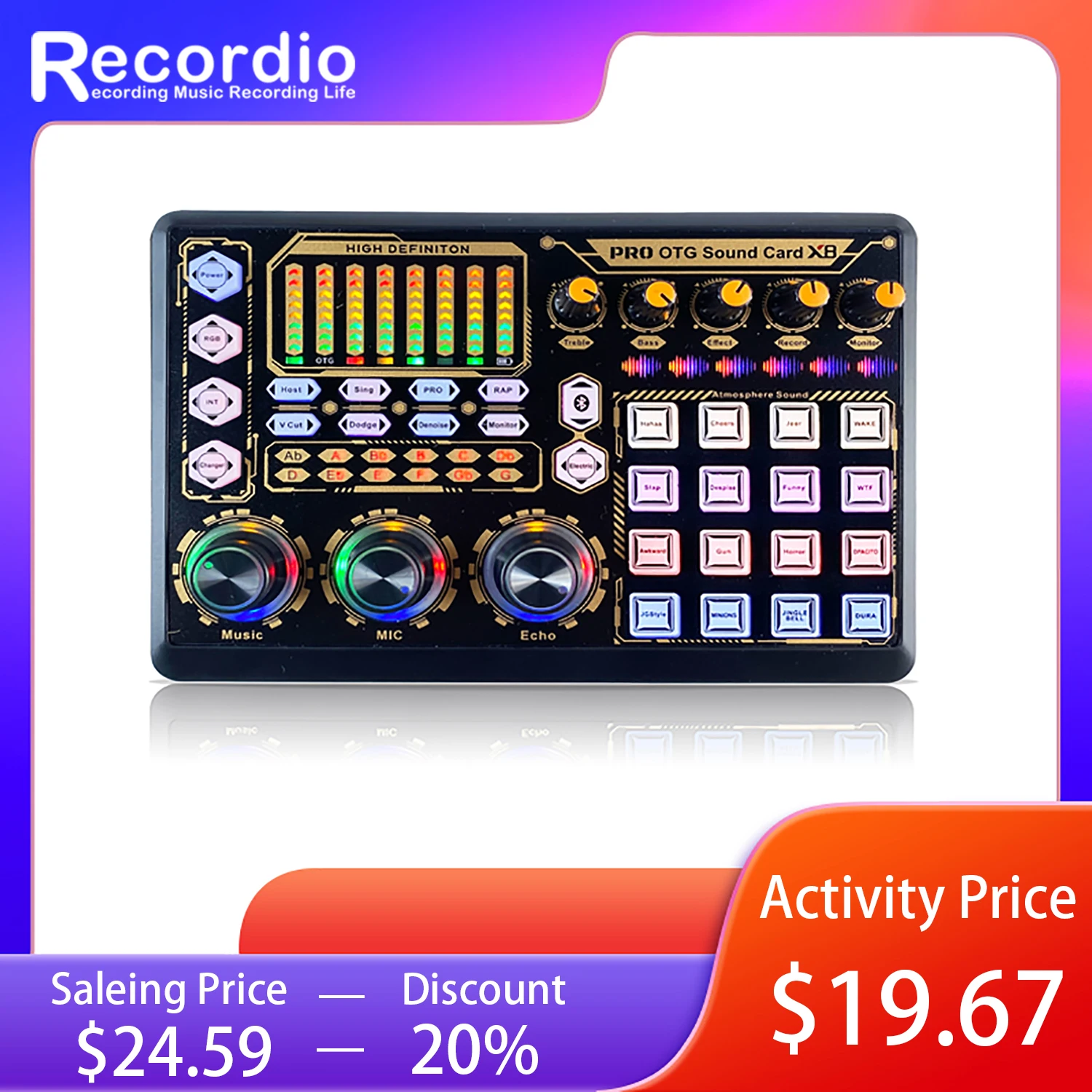 GAX-X8 New OTG Technology Quality X8 USB Sound Card External Smart ...