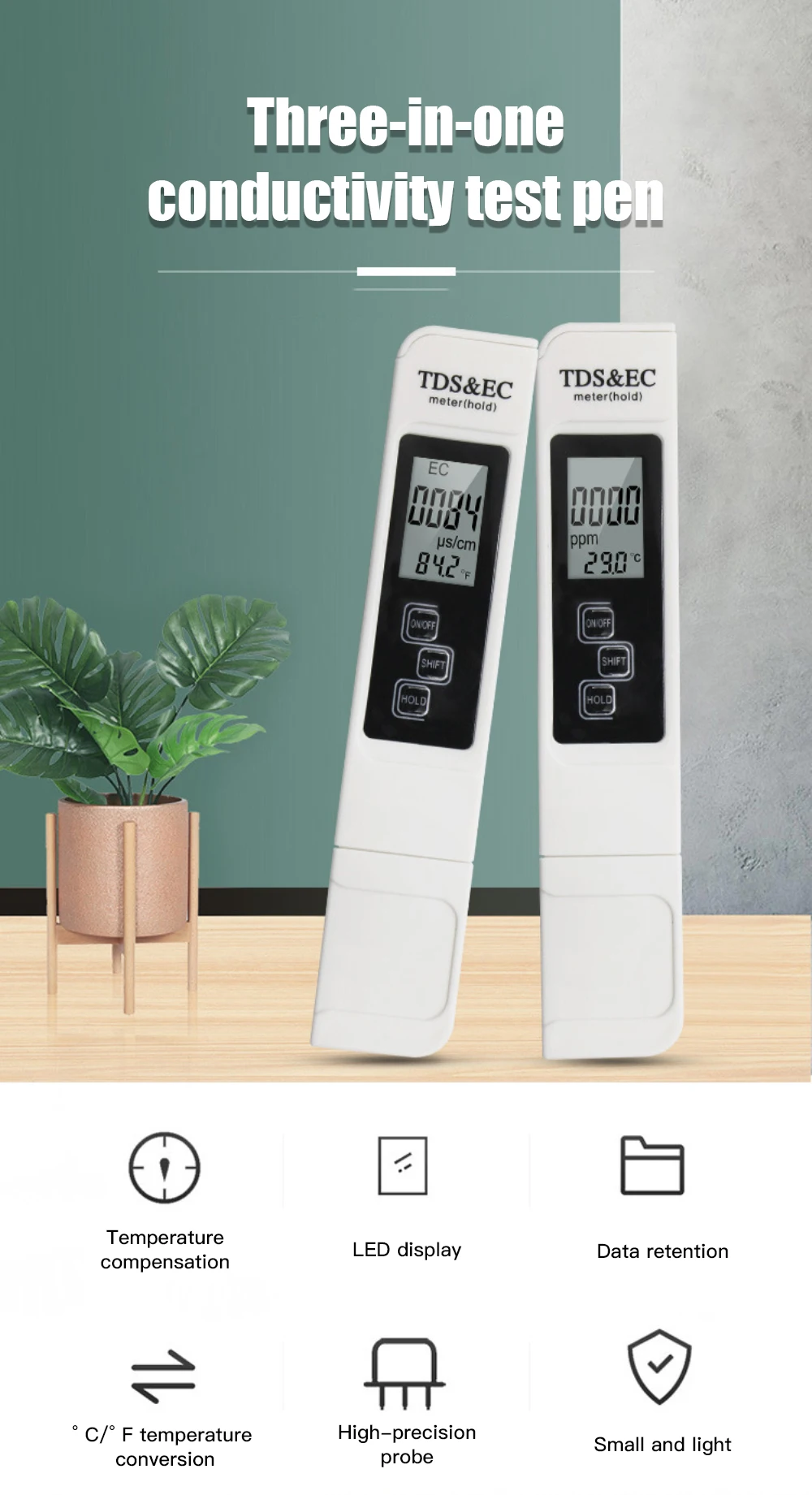 1/2/4PCS Portable Water TDS Meter Pen EC Conductivity Tester Water ...