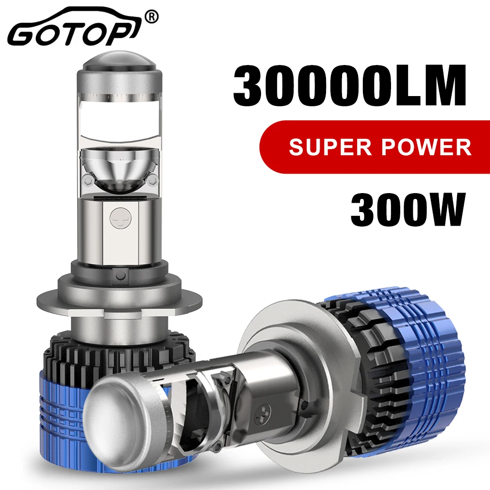 2Pcs-300W-H7-H4-LED-Headlight-Mini-Lens-Projector-H9-H11-9005-HB3-9006 ...