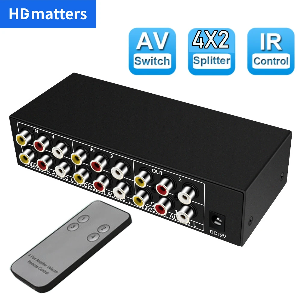 Composite-AV-RCA-Switch-splitter-4-in-2-out-Analog-Video-C-VBS-RCA-AV ...