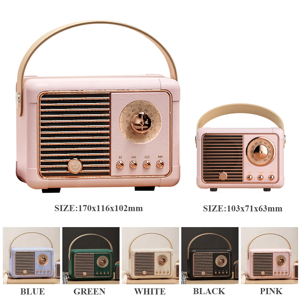 Large & Mini Retro Bluetooth Portable Speaker with FM Radio ,Wireless ...