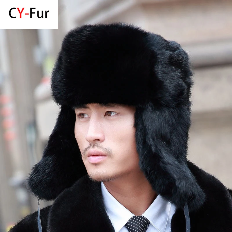 Fashion-Thick-Warm-Bomber-Hat-Men-Real-Rabbit-Fur-Earflap-Trapper ...