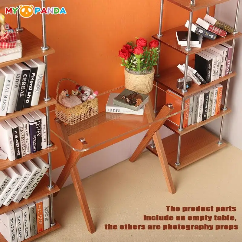 1-6-Dollhouse-Miniature-Transparent-Table-Dining-Table-Office-Desk ...