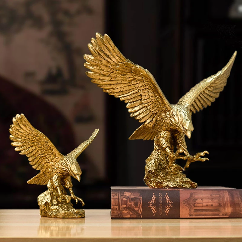 NORTHEUINS resina americana Golden Eagle Statue Art Animal Model ...