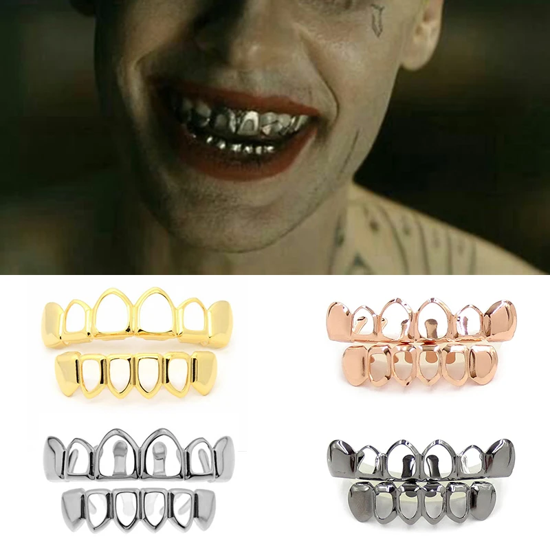 New-Custom-Fit-Rock-Style-Gold-Color-Hip-Hop-Hollow-Open-Face-Teeth ...
