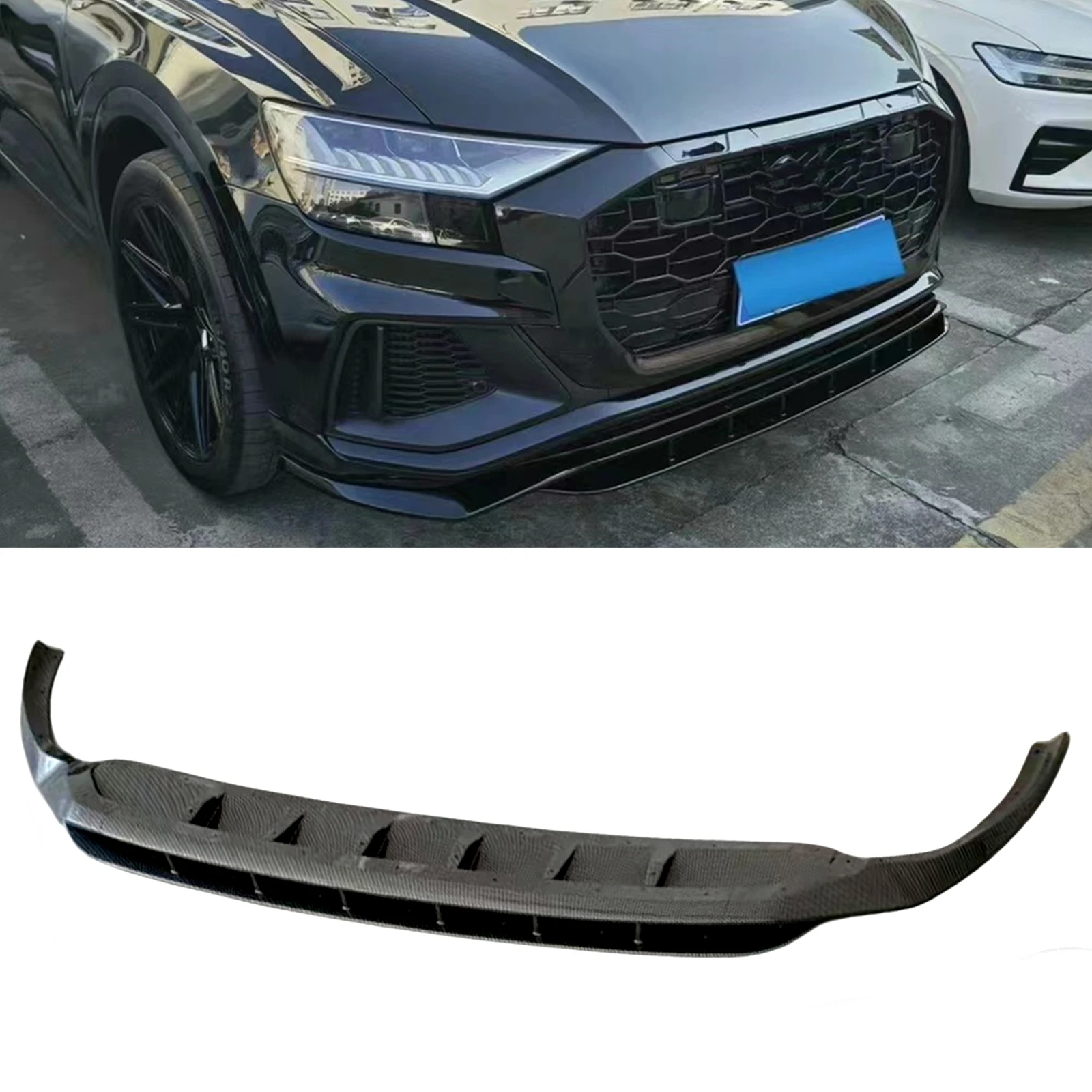 Front-Bumper-Spoiler-Lip-For-Audi-Q8-2019-2020-2021-2022-2023-Carbon ...