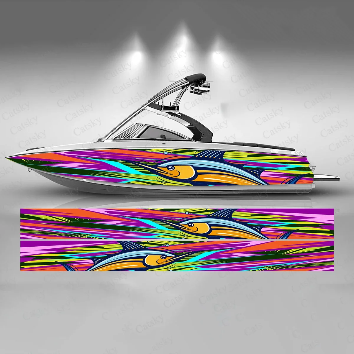 Sailfish-with-Colorful-Geometry-Boat-Sticker-Fashion-Custom-Fish-Boat ...