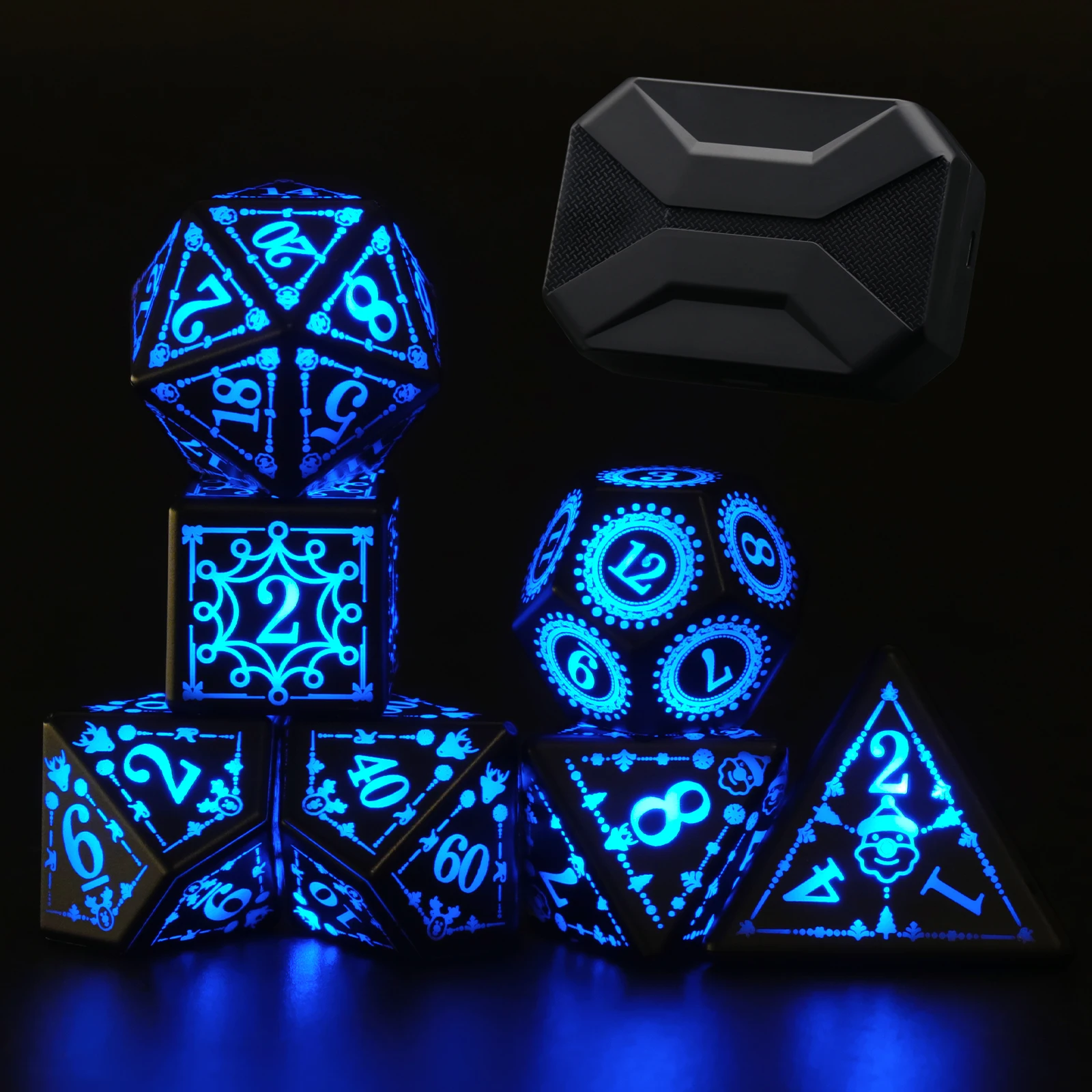 LED-Dice-Set-Rechargeable-with-Charging-Box-ZHOORQI-Glowing-Dice-for ...