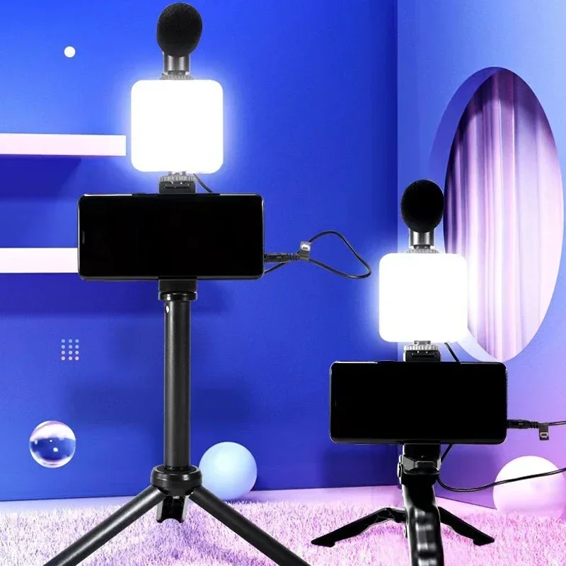 LED-Fill-Light-Cell-Phone-Tripod-Kit-With-Mic-Mobile-Phone-Live ...