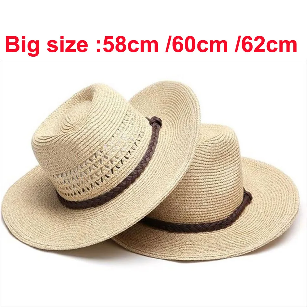 Big Head Circumference Straw Hat Men Hollow Out Summer Outdoor Sun Hats ...