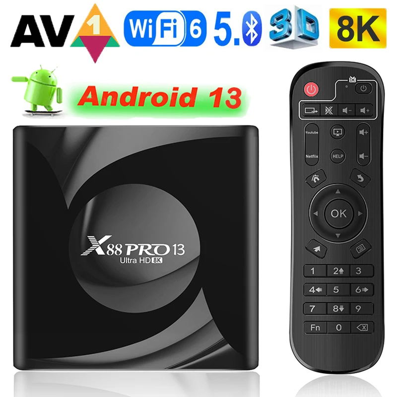 X88Pro Android 13 Tv Box 4GB 64GB RK3528 Smart Android TVBOX Quad Core ...