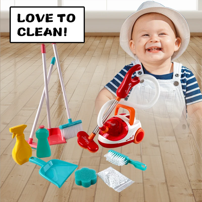 Kids-Cleaning-Cart-with-Vacuum-Mop-Broom-Brush-Spray-Bottle-Sponge ...