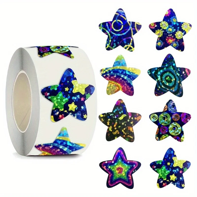 500pcs Glitter Star Stickers-Self-Adhesive Multicolor Sparkling Stars ...