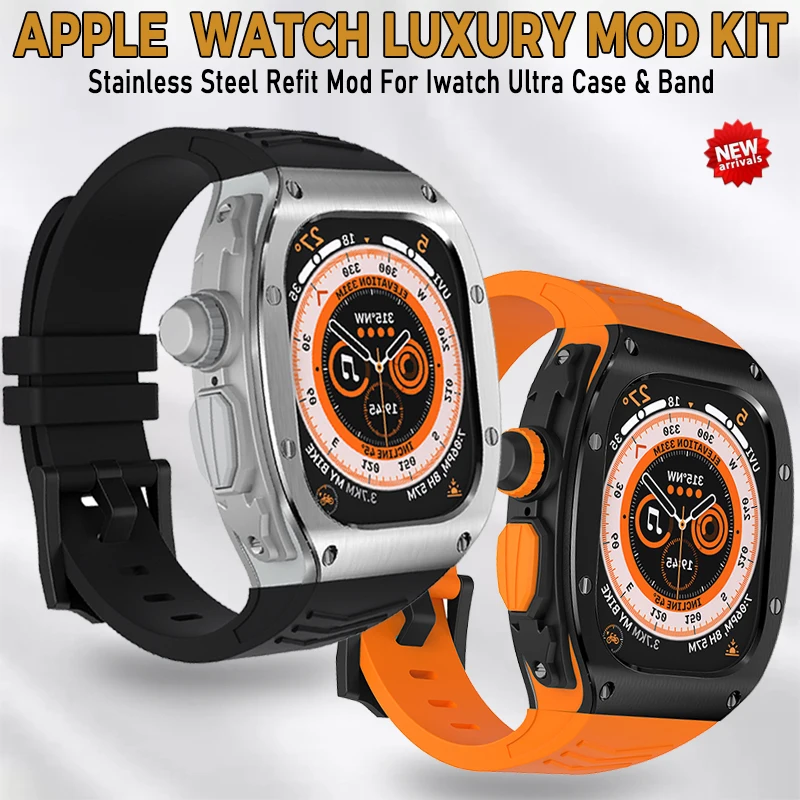 Modificação de luxo kit para apple watch 8 ultra banda borracha iwatch ...