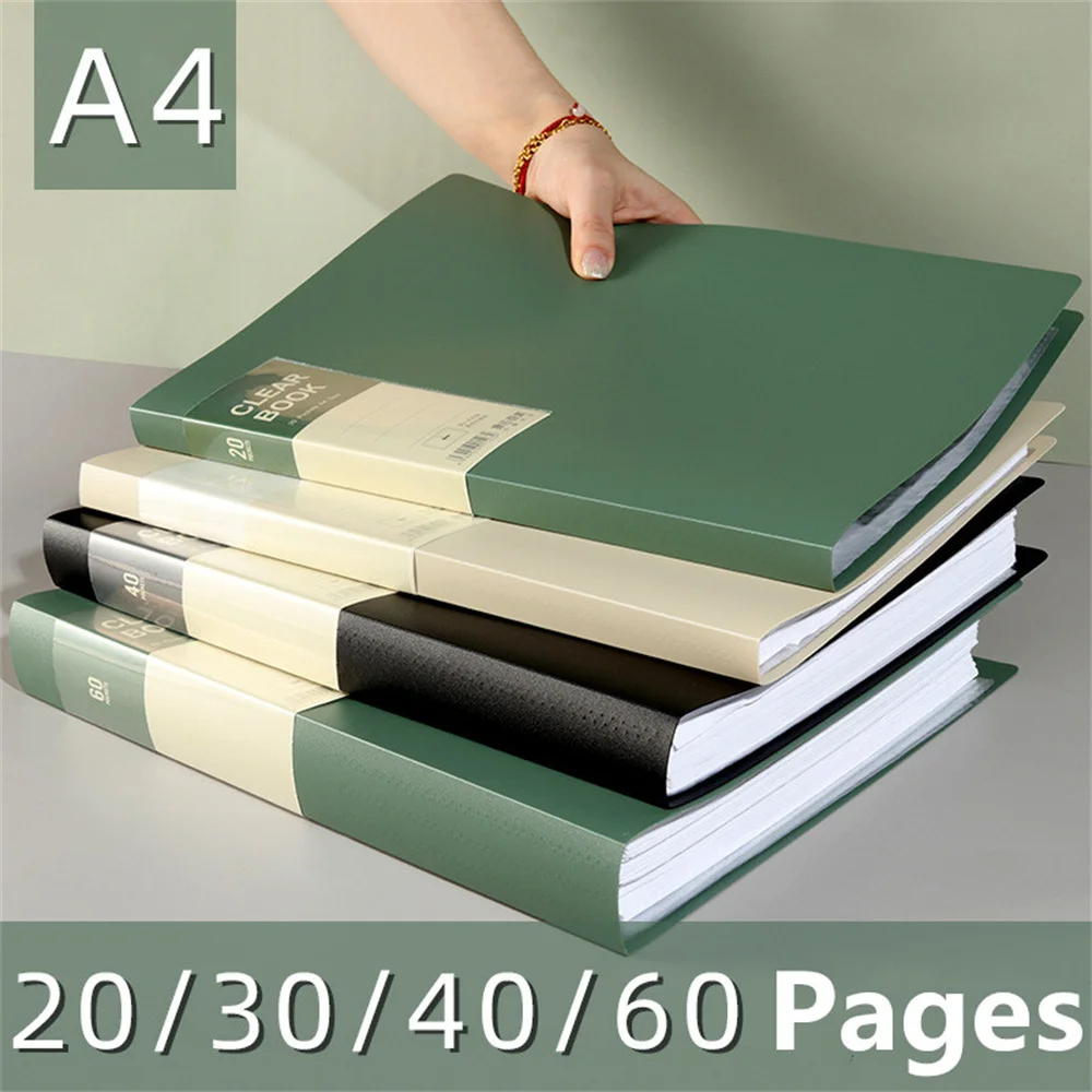 A4-File-Folder-Display-Book-20-30-40-60-Pages-Transparent-Insert-Paper ...