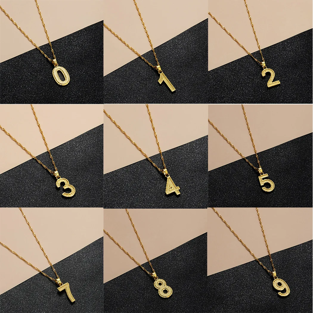 QIAMNI Angel Number Necklace Special Date 0 1 2 3 4 5 6 7 8 9 Lucky ...