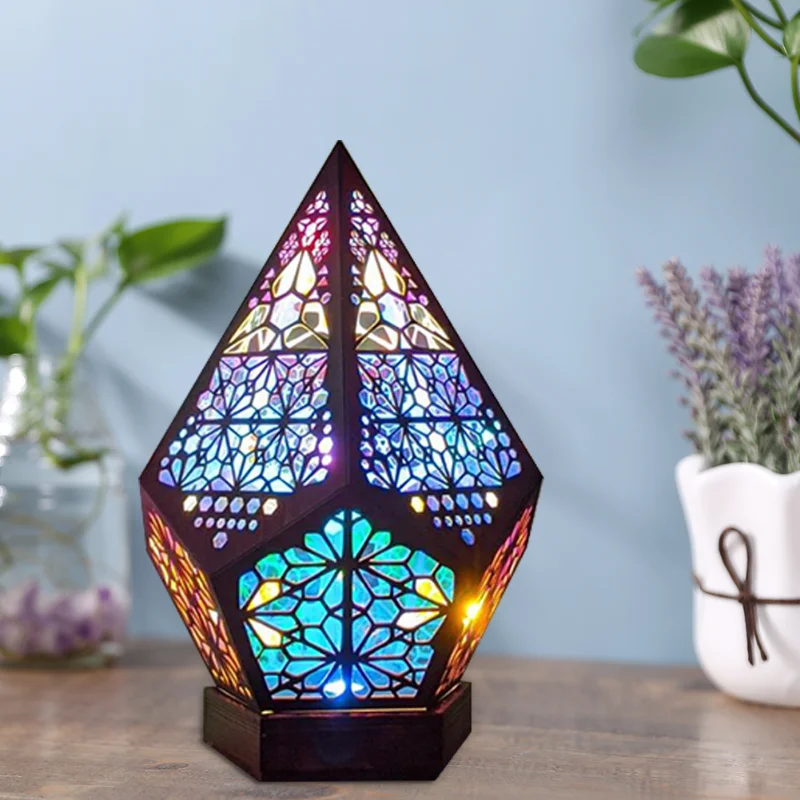 Wooden-Hollow-LED-Projection-Night-Lamp-Bohemian-Colorful-Projector ...