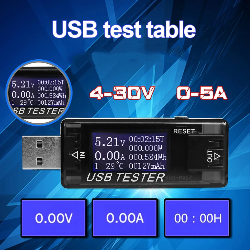 USB Tester DC Power Meter 4V-30V Digital Voltmeter Voltimetro Volt ...