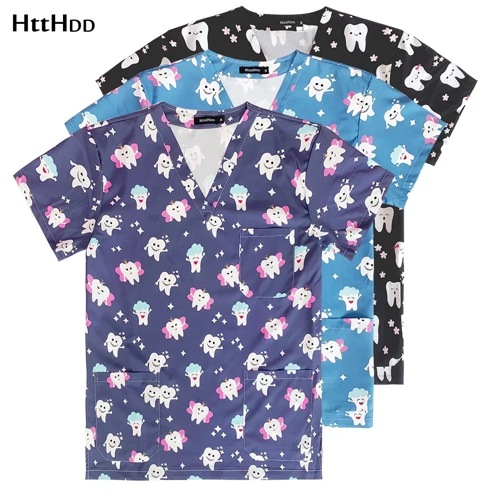 Trabalho-masculino-uniforme-dentes-imprimir-dentista-confort-vel-manga ...