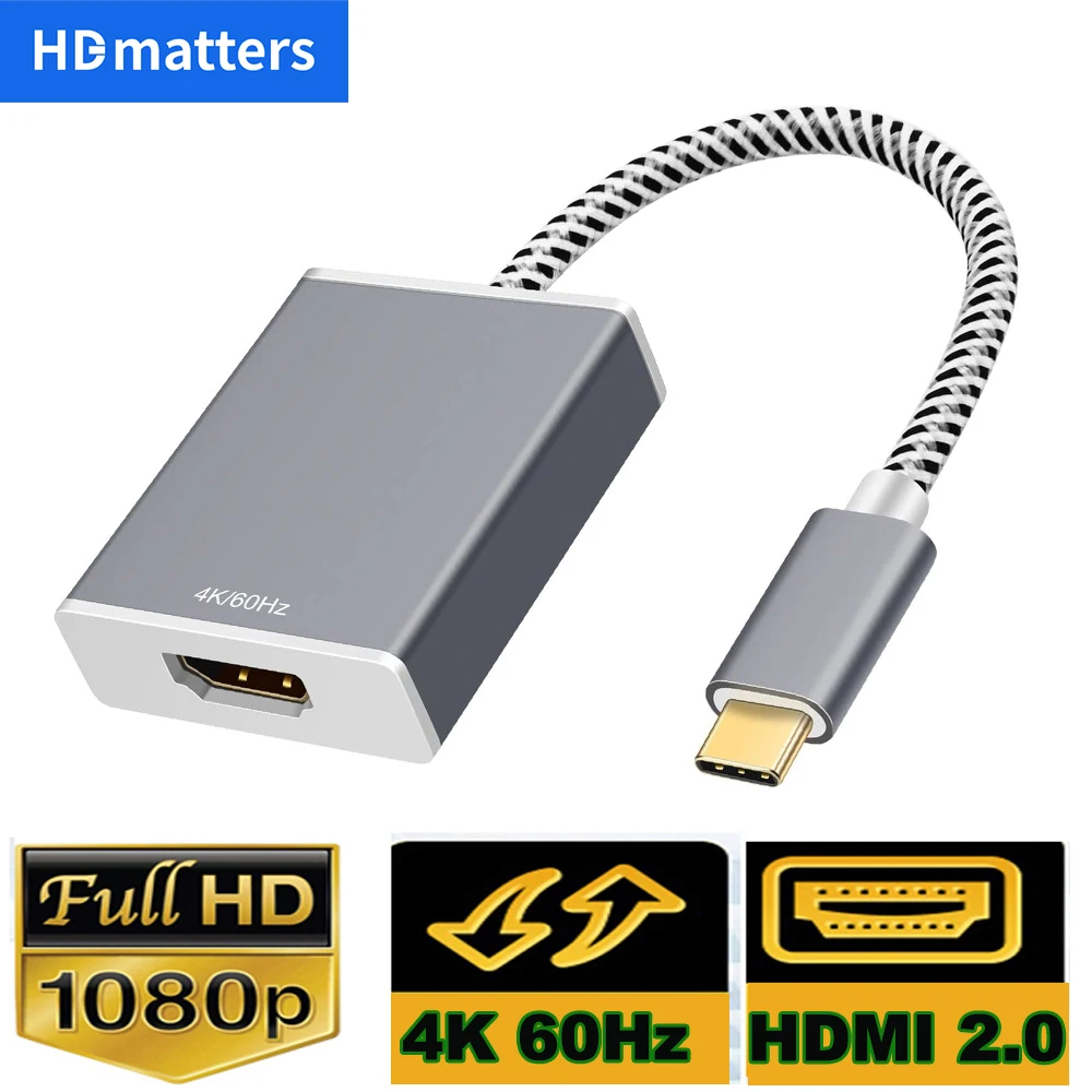 Cable adaptador USB tipo C a HDMI 4K 60Hz, adaptador de monitor de ...