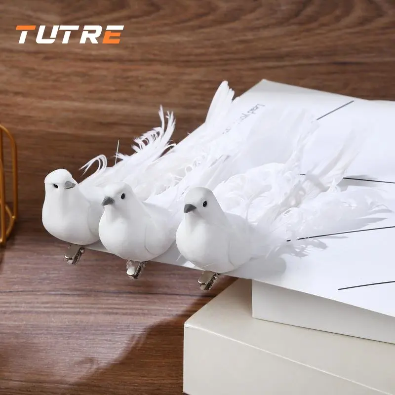 4PC-Artificial-White-Pigeon-Plastic-Feather-Love-Peace-Doves-Bird ...