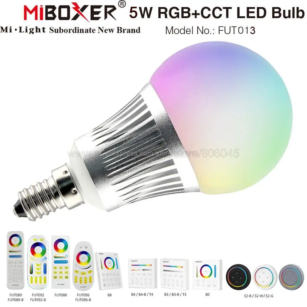 MiBoxer bombilla LED E14, 5W, RGB + CCT, foco FUT013, 110V, 220V, Control remoto a todo Color ...
