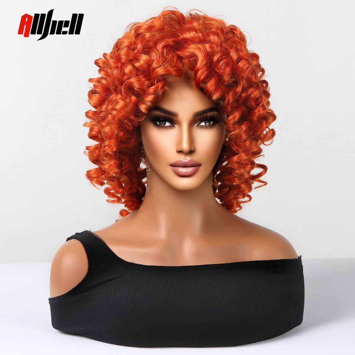 Orange Short Curly Wigs for Women Afro Kinky Copper Ginger Hair ...