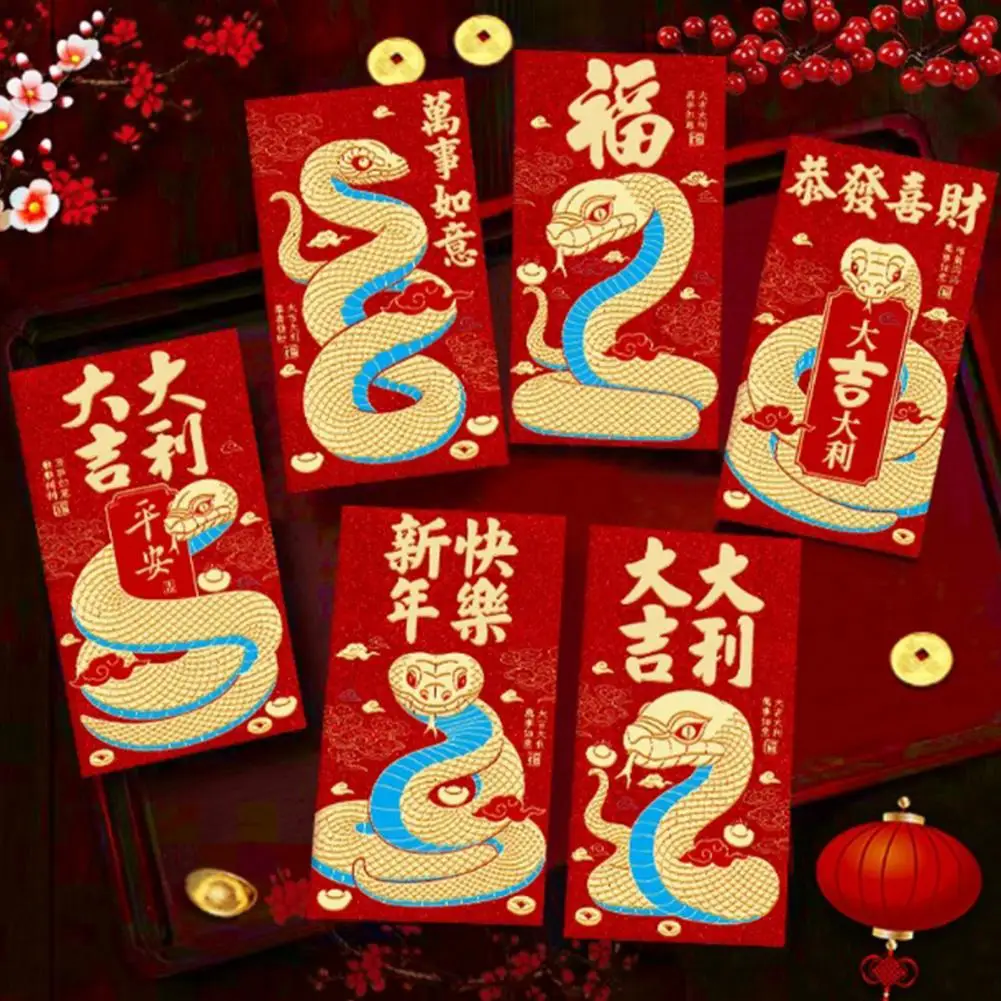 6Pcs-Chinese-Spring-Festival-Red-Envelopes-2025-Lunar-New-Year-Lucky ...