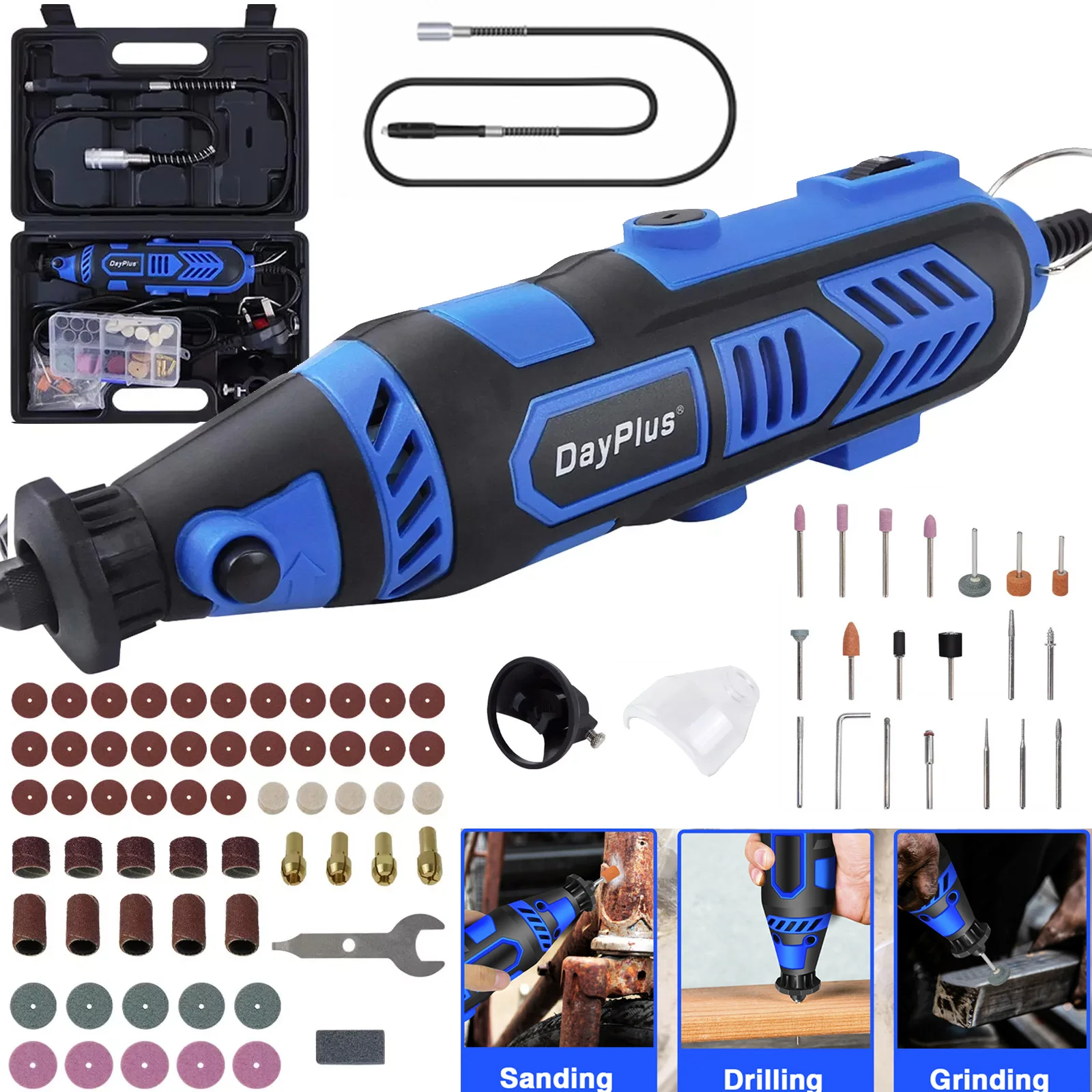 DayPlus 135W Rotary Tool Kit with 80pcs Accessories & Storage Case 6 ...