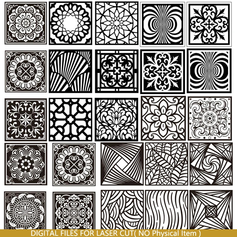 Diverse Squares Pattern Laser Cut Vector Design CDR DXF File Ornaments ...