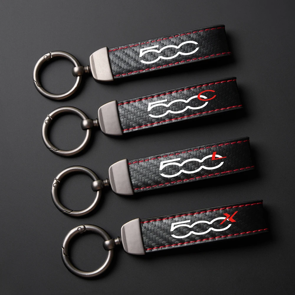 Car-Carbon-Fiber-Pattern-PU-Leather-Key-Chain-For-Fiat-500-500C-2012 ...